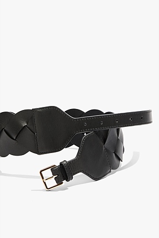 Black Wide Braided Belt - Belts | Country Road