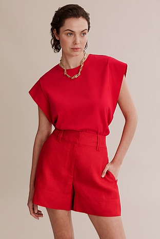 Deep Red Mercerised Extended T-Shirt - T-Shirts & Tops | Country Road