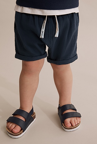 Navy Textured Short - Natural Fibres | Country Road