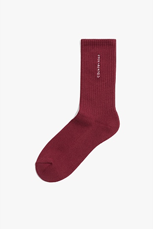 Burgundy Embroidered Sock - Socks | Country Road