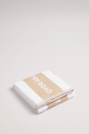 Fawn CR Logo Australian Cotton Tea Towel - Natural Fibres | Country Road