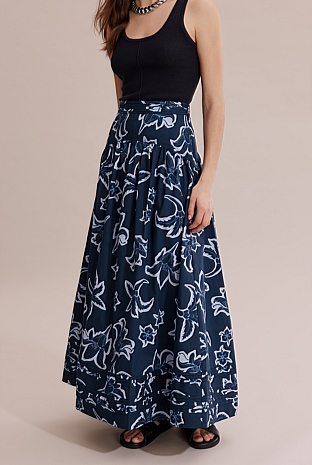 Botanical Print Print Basque Maxi Skirt - Skirts | Country Road