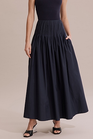 Midnight Blue Pleat Basque Skirt - Skirts | Country Road