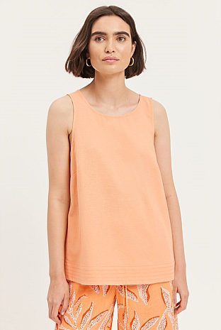 Rockmelon Hem Detail Tank - Natural Fibres | Country Road