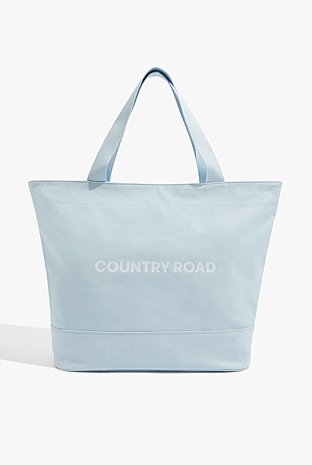Soft Blue Australian Cotton Print Modern Shopper - Bags | Country Road