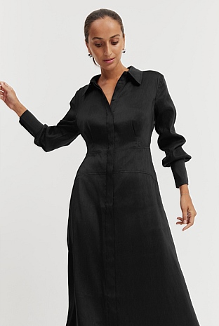 Black Basque Detail Shirt Dress - Dresses | Country Road
