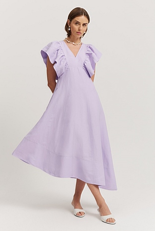 Lilac Ruffle Midi Dress - Dresses | Country Road