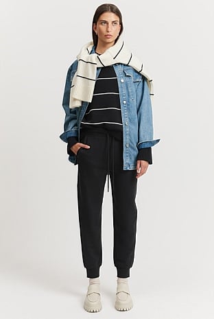 Black Australian Good Earth Cotton Rib Cuff Track Pant - Best Sellers ...