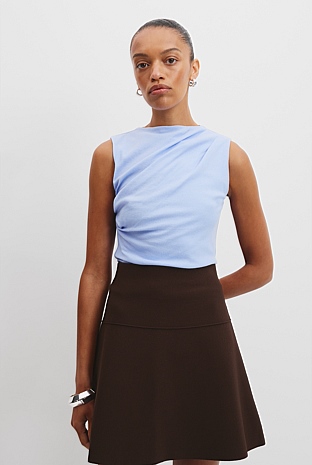 Lake Blue Fitted Drape Tank - T-Shirts & Tops | Country Road