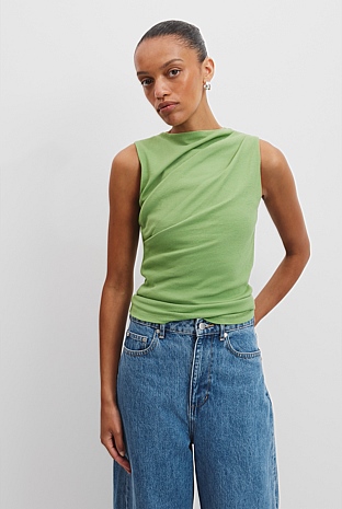 Basil Fitted Drape Tank - T-Shirts & Tops | Country Road
