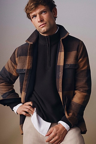 Walnut Check Cotton Overshirt - Jackets & Coats | Country Road