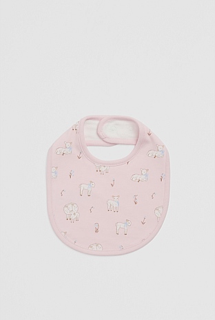 Mineral Pink Lamb Print Bib - Accessories | Country Road