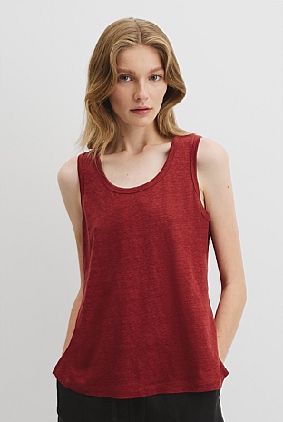 Brick Linen Scoop Neck Tank - T-Shirts & Tops | Country Road