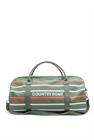 Khaki Green Line Stripe Logo Tote - Tote Bags | Country Road