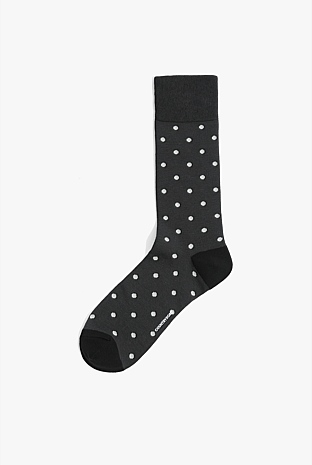 Charcoal Marle Australian Cotton Blend Spotted Sock - Socks | Country Road