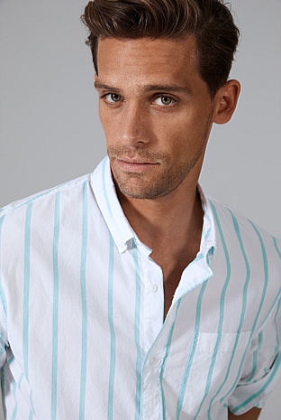 Mint Slim Bold Stripe Shirt - Casual Shirts | Country Road