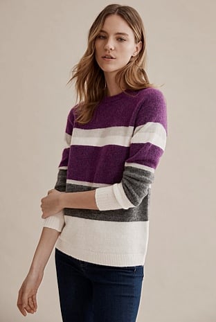 Purple Striped Alpaca Knit Tunic - Knitwear | Country Road