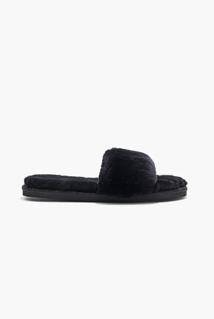 Black Shearling Slide - Slippers | Country Road