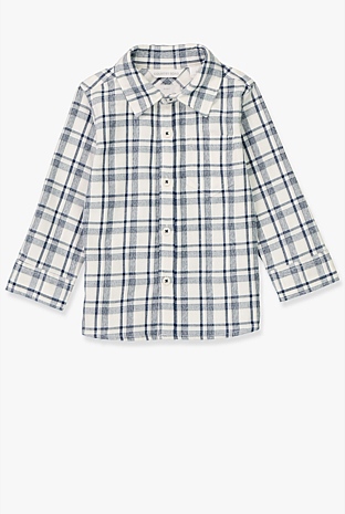 Stone Offset Check Shirt - Shirts | Country Road