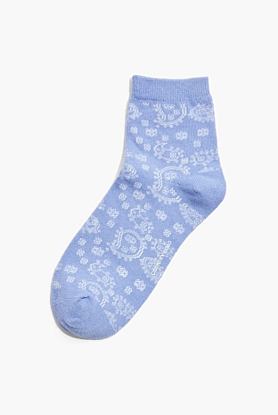 Periwinkle Paisley Quarter Crew Sock - Socks & Tights | Country Road