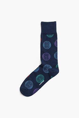 Navy Multi Circle Sock - Socks | Country Road