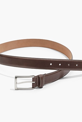 Chocolate Stitched Edge Belt - Belts | Country Road