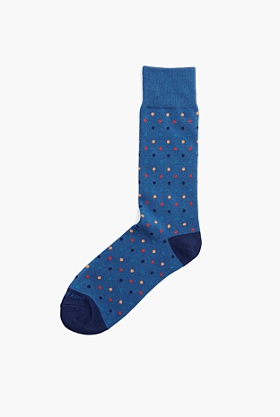 Blue Colourful Dot Sock - Socks | Country Road