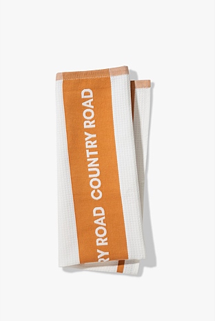 Ochre CR Logo Australian Cotton Tea Towel - Natural Fibres | Country Road