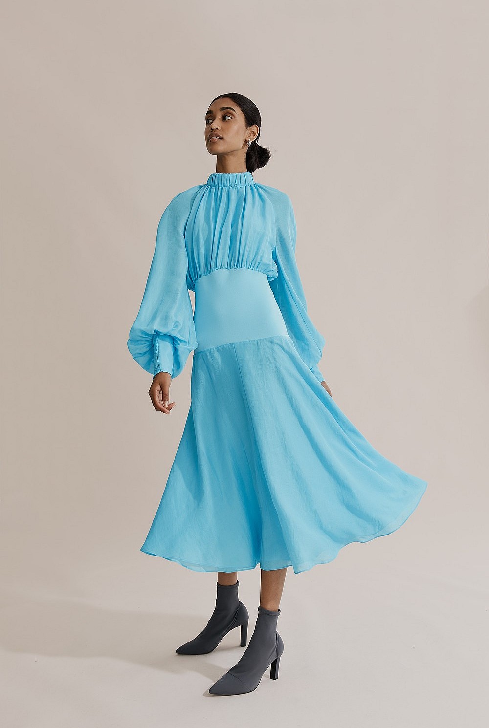 Opal Blue Basque Detail Dress - Dresses | Country Road