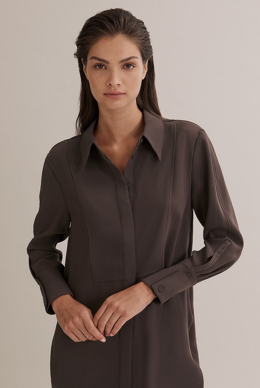 Plum Longline Crepe Shirt - Shirts | Country Road