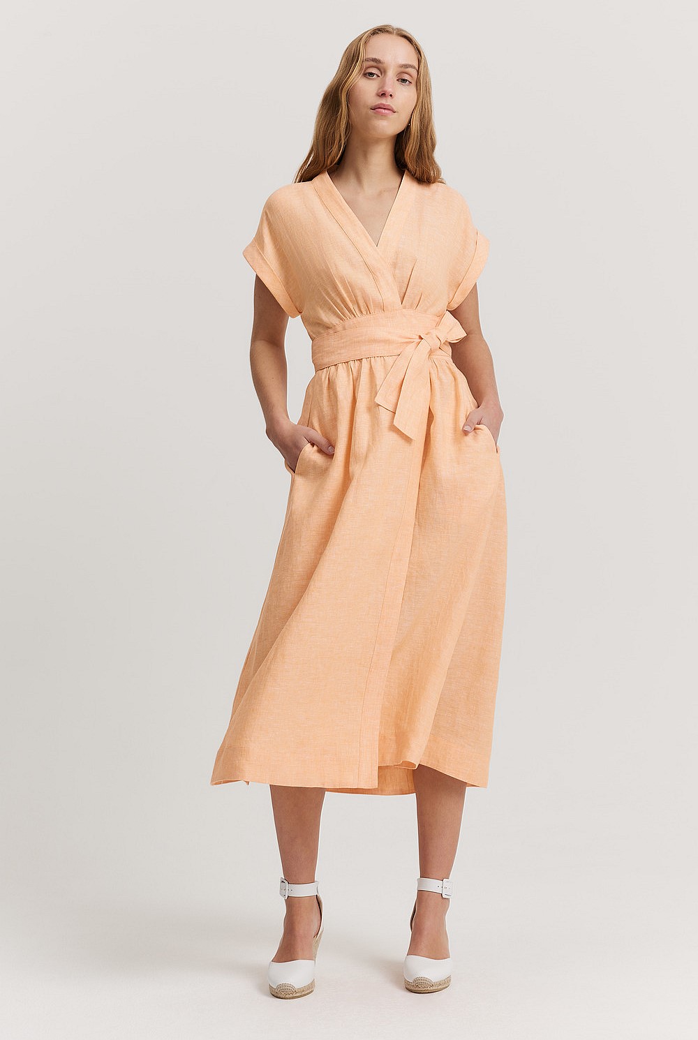 Sunrise Organically Grown Linen Wrap Midi Dress - Dresses | Country Road