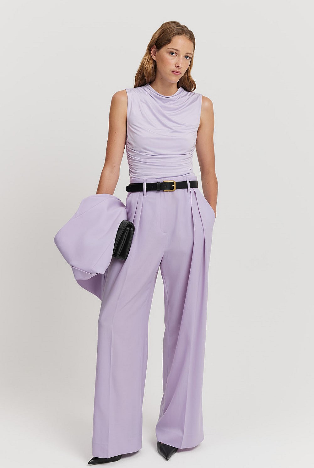 Lilac Pleat Wool Pant - Natural Fibres | Country Road