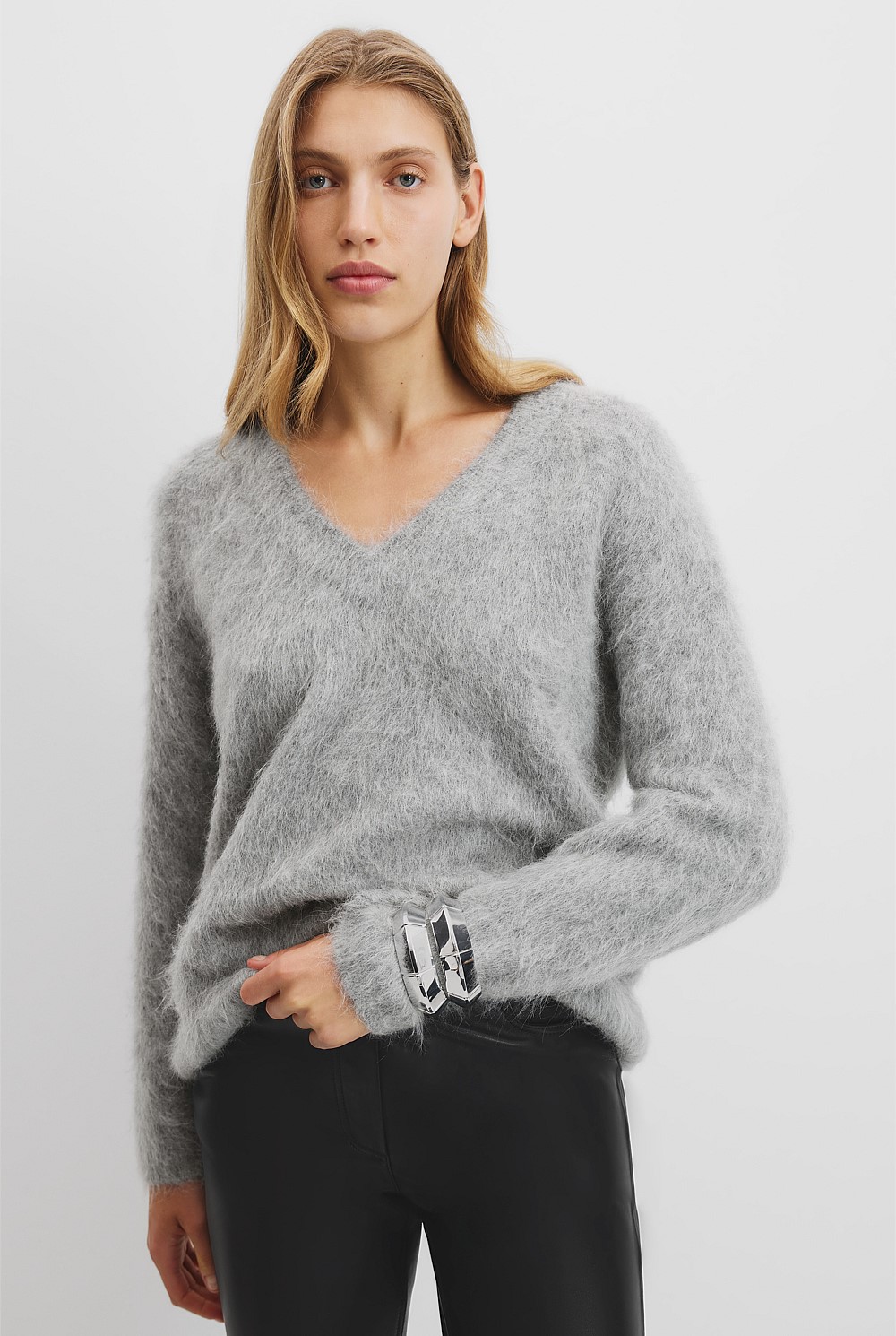 Grey Marle High Pile Sweater - Knitwear | Country Road