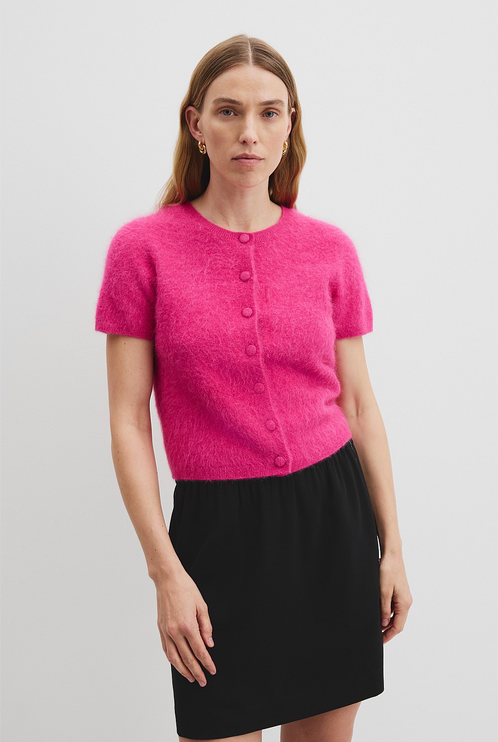 Raspberry High Pile Knit Cardigan - Work | Country Road