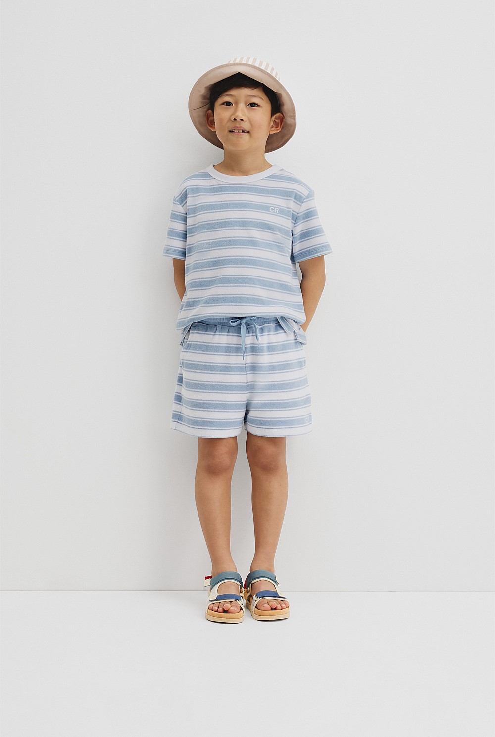 Ice Blue Stripe Organically Grown Cotton Terry Short - Shorts | Country ...