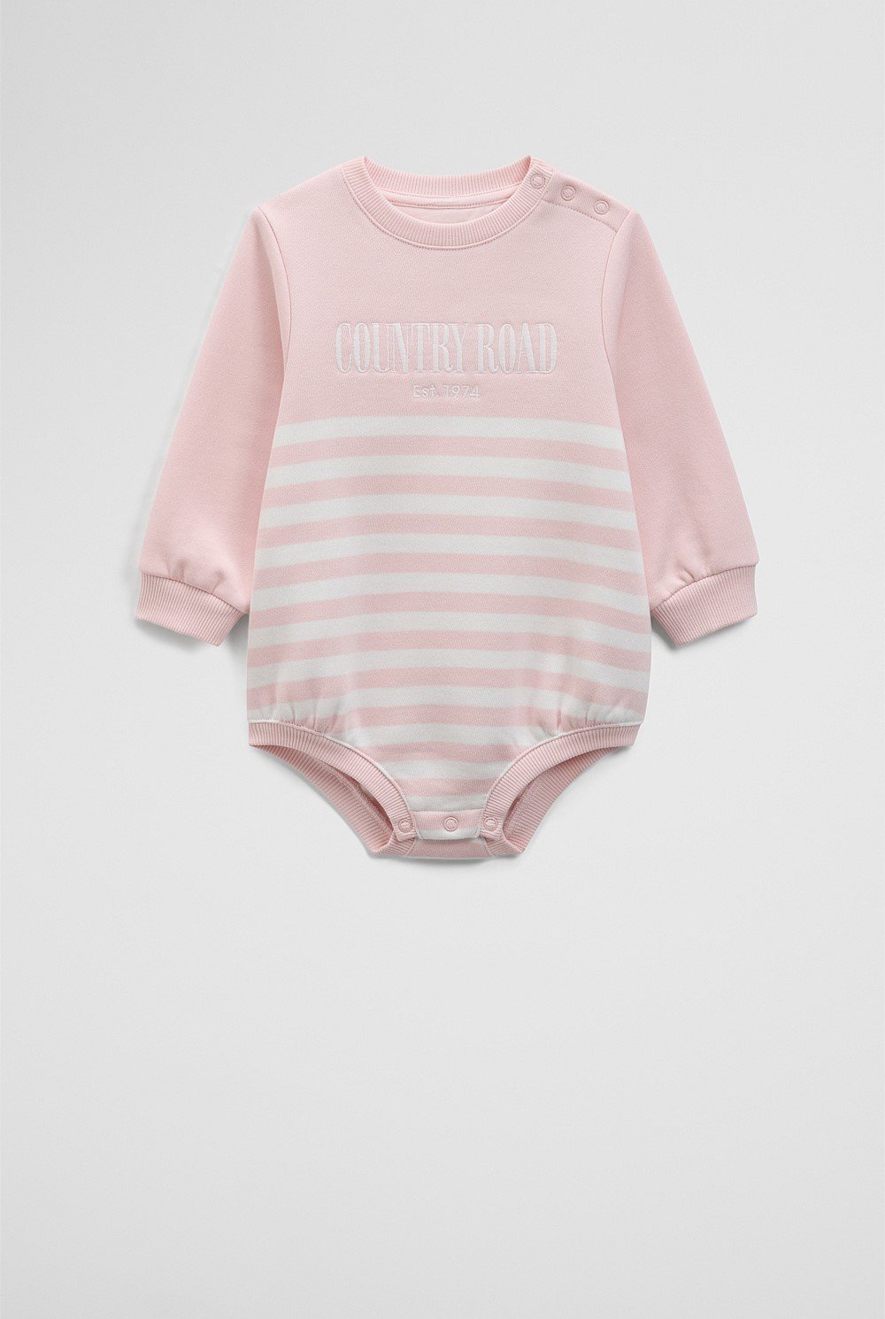 Mineral Pink Stripe Organically Grown Cotton Logo Oversized Long Sleeve ...