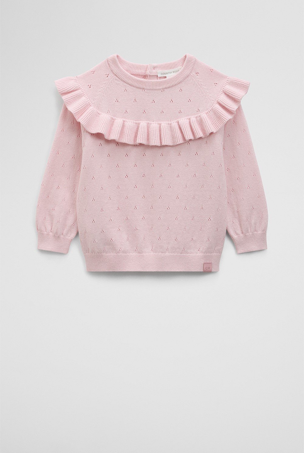 Playful Pink Frill Neck Knit Pullover - Knitwear | Country Road
