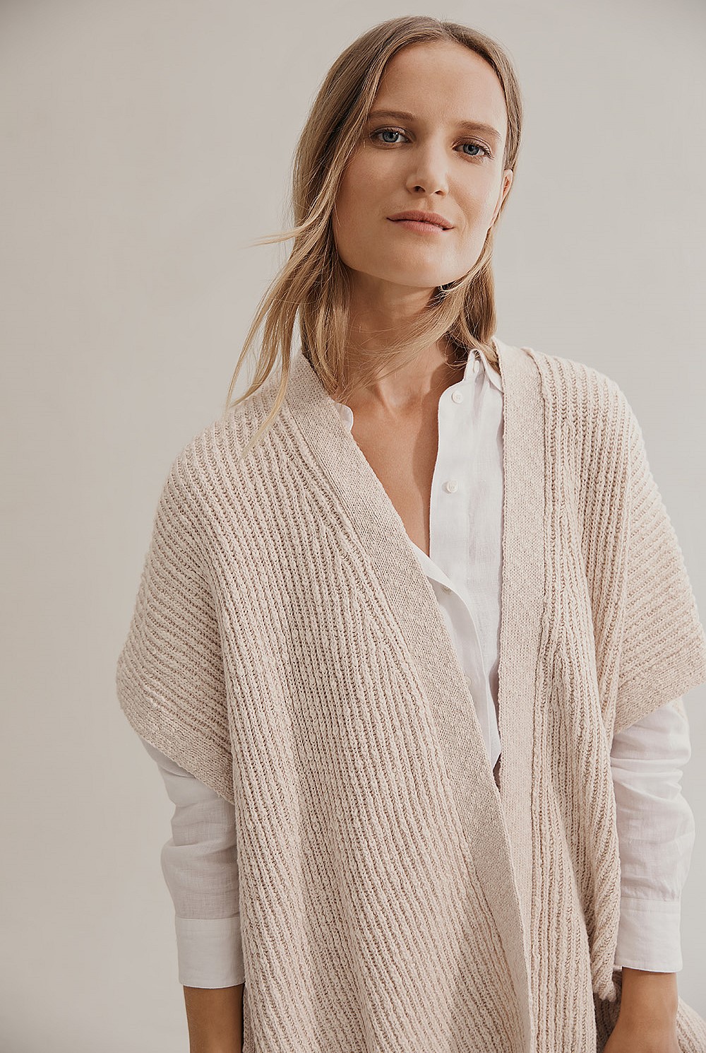 Antique White Ribbed Wrap - Hats, Scarves & Gloves | Country Road