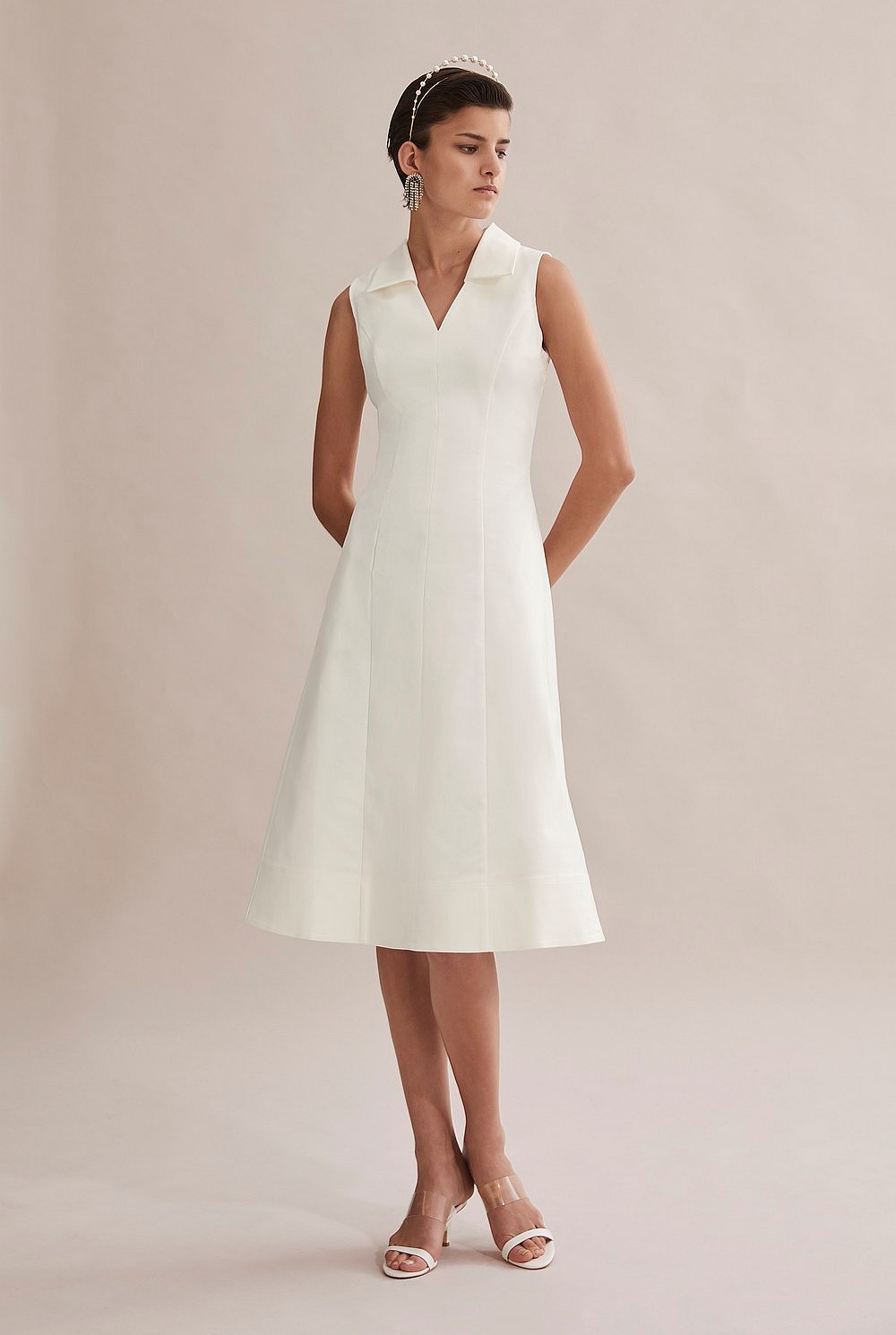 White Collared Midi Dress - Dresses | Country Road
