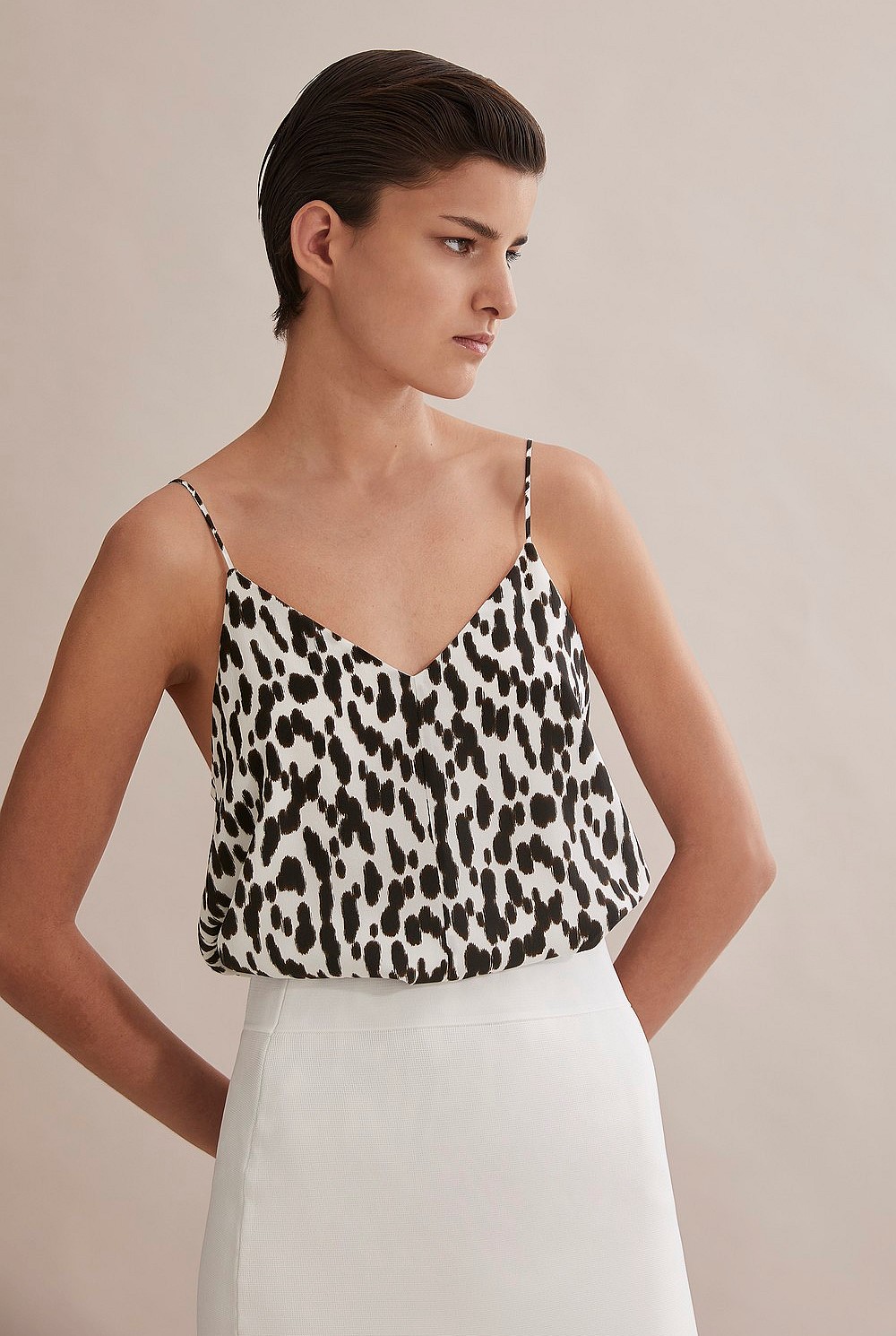 Antique White Print Silk Cami - Shirts | Country Road