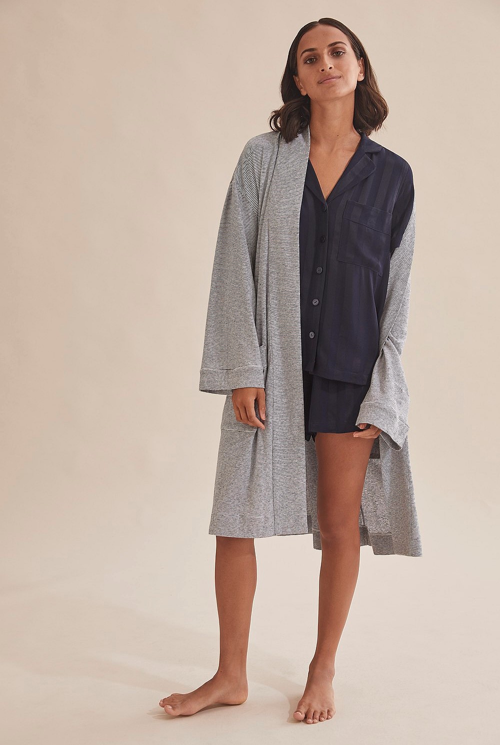 White Stripe Jersey Pyjama Robe - Sleepwear | Country Road