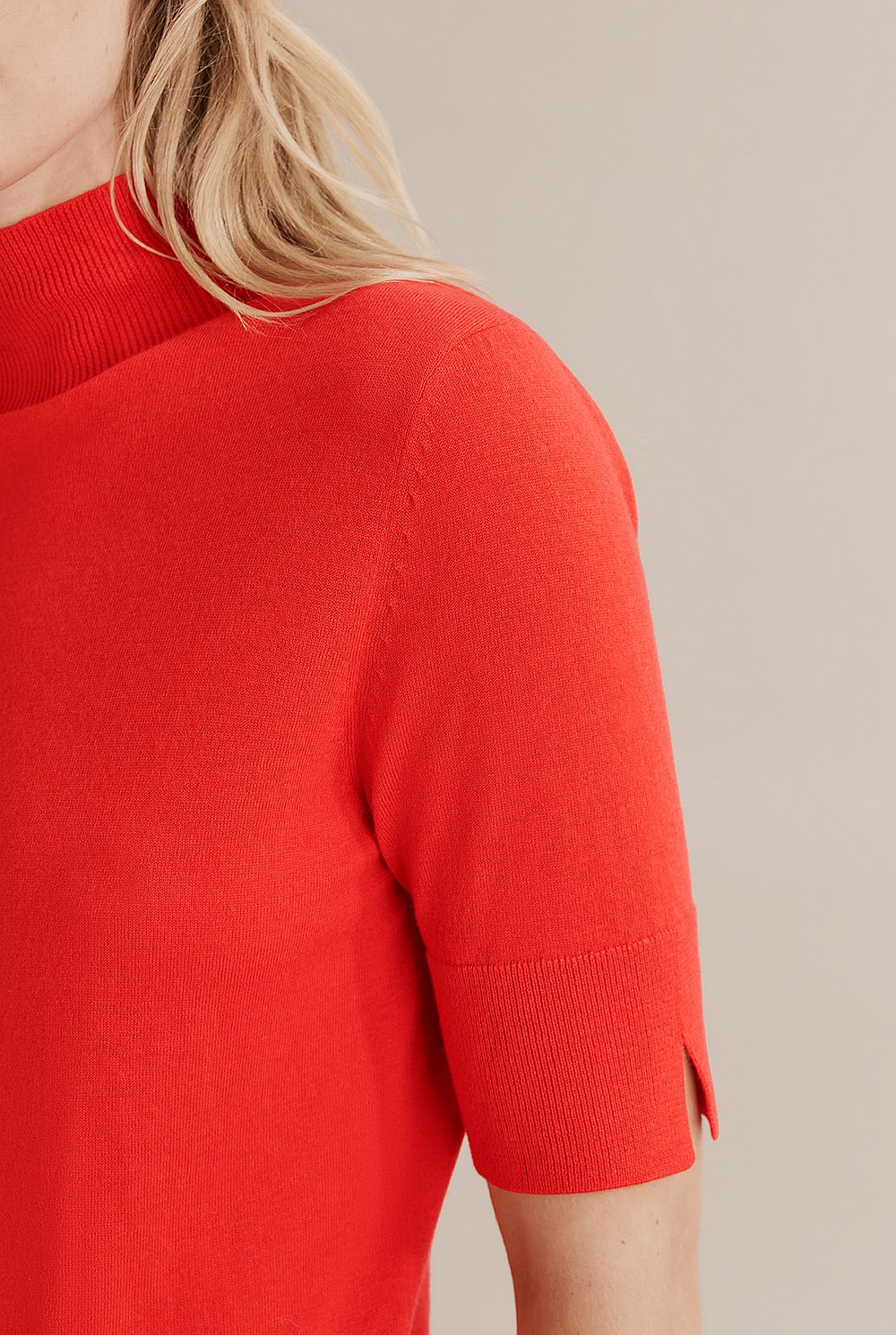 Chilli Red Merino Wool Silk Short Sleeve Knit - Australian Grown ...