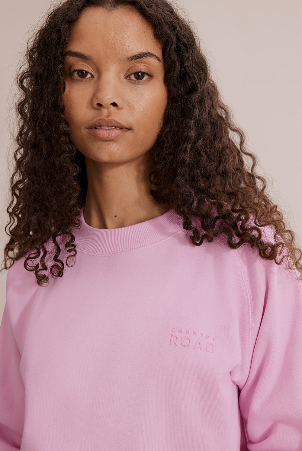 Sugar Pink Cotton Casual Logo Sweat - Sweats | Country Road