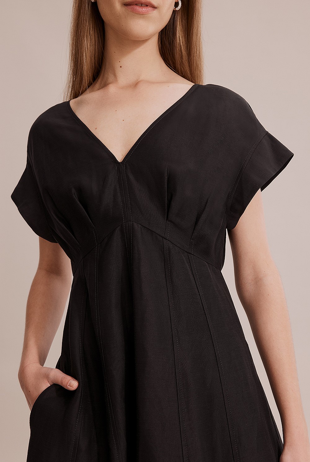 Black Panelled Midi Dress - Dresses | Country Road