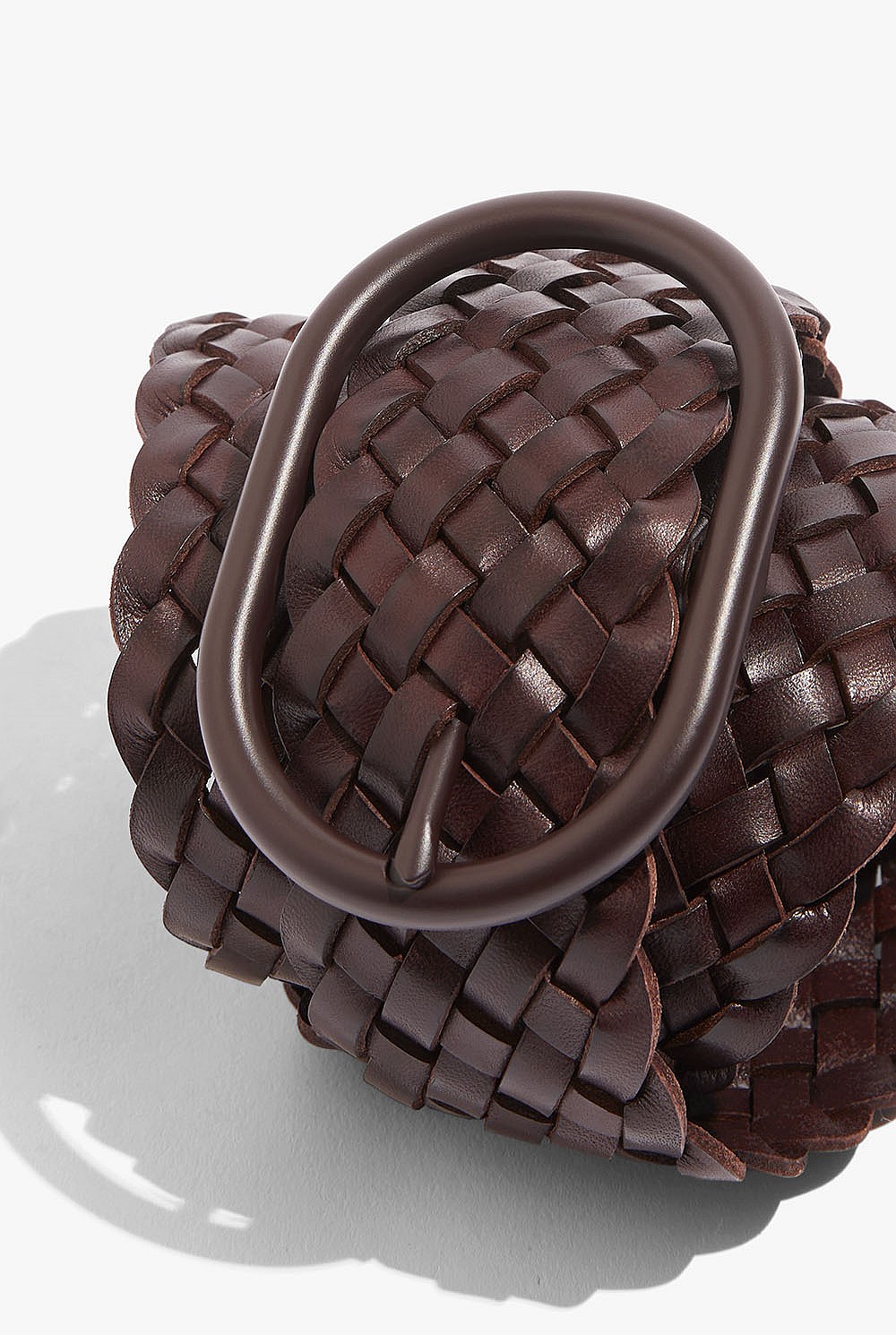 Chocolate Oval Weave Leather Belt - Belts | Country Road