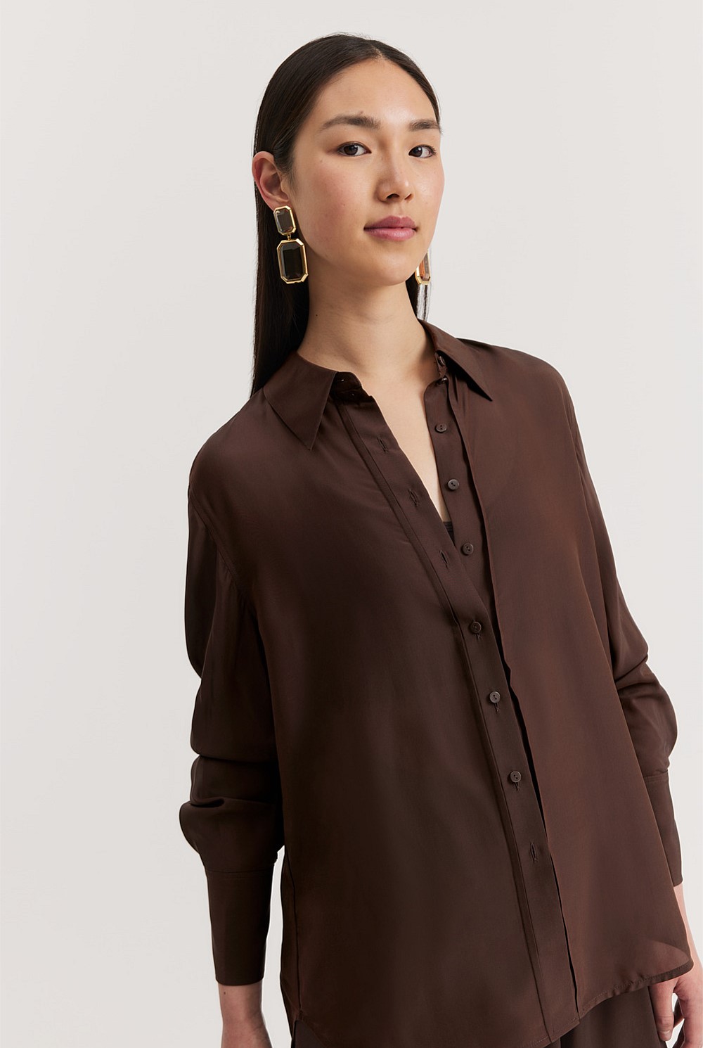Chocolate Longline Shirt - Shirts | Country Road