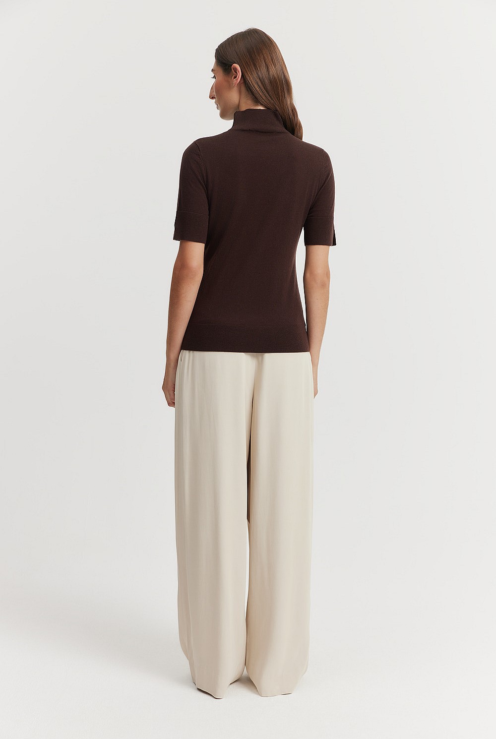 Chocolate Merino Wool Silk Short Sleeve Knit - Knitwear | Country Road
