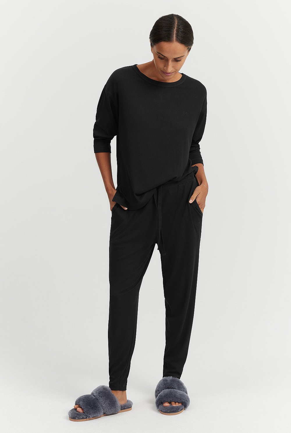 Dark Grey Australian Made Shearling Double Slide - Flats | Country Road