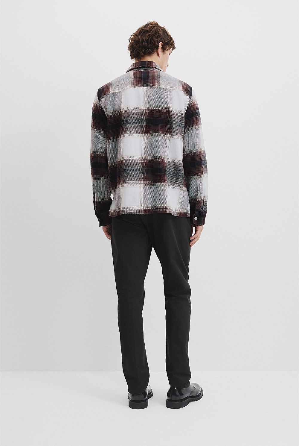 Coffee Cotton Brushed Check Overshirt - Casual Shirts | Country Road