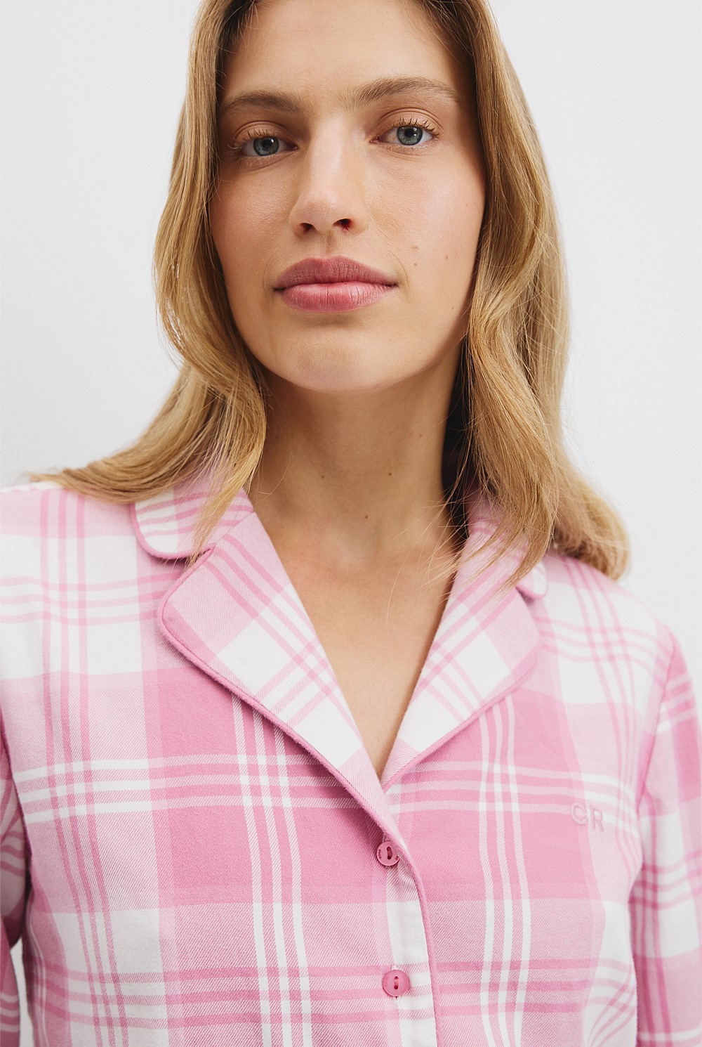 Dusty Rose Check Australian Cotton Flannel Check Pyjama Set - Sleepwear ...
